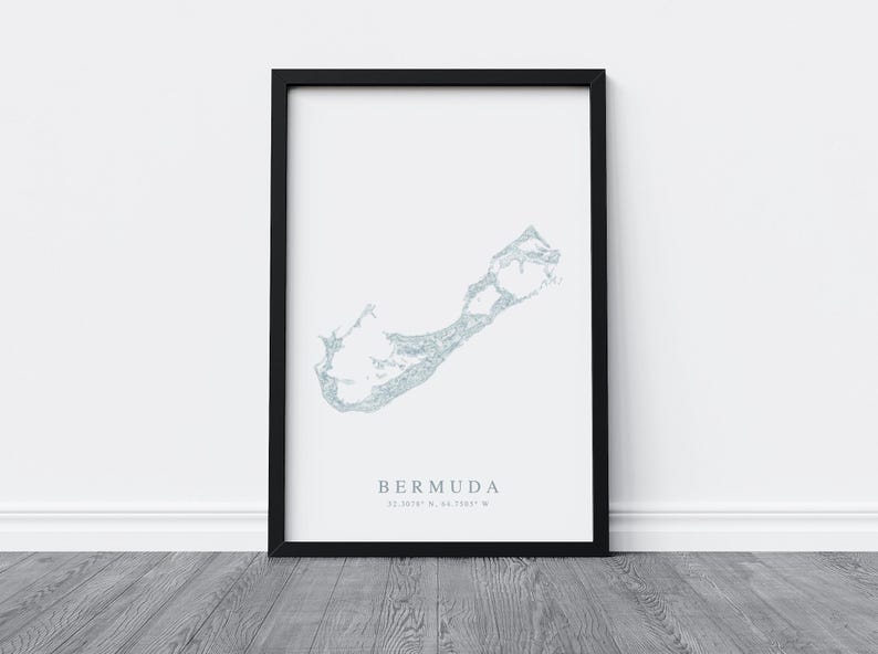 Bermuda Map Print, Map of Bermuda, Bermuda Gift, Bermuda Wall Art ...