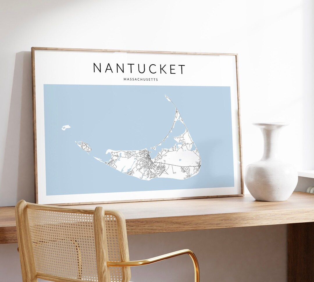 Nantucket Map Print, Nantucket Poster, Nantucket MA Art, Nantucket MA ...