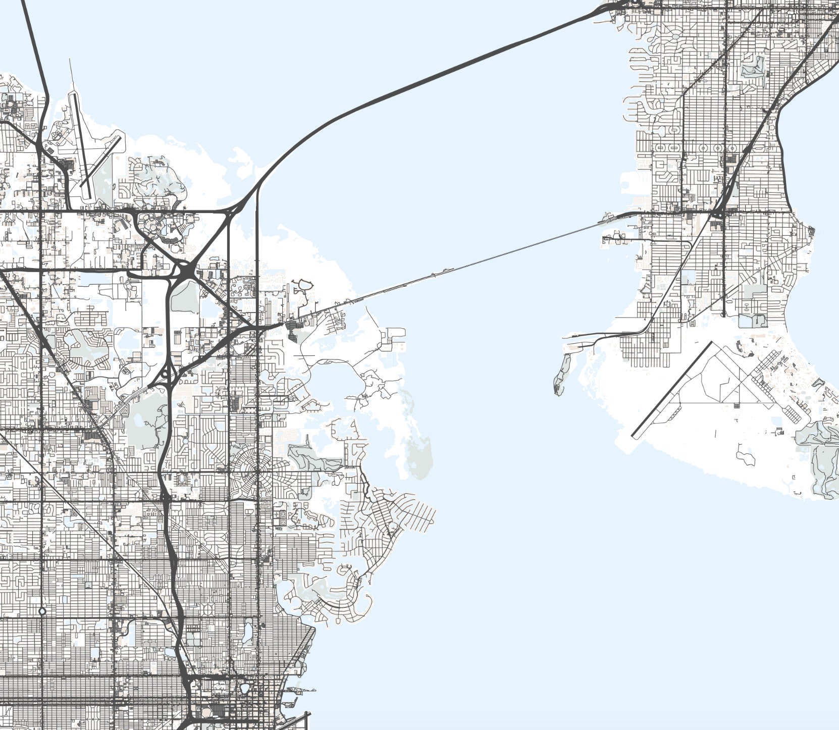 Tampa Bay Map Print, Florida Art, Nautical Decor, Tampa Bay Gift, St ...