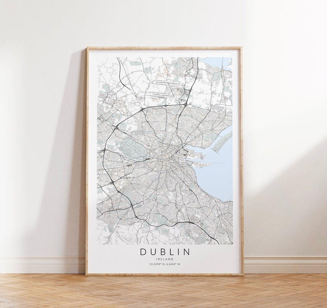Dublin Ireland Print, Dublin Ireland Poster, Dublin Street Map, Ireland ...