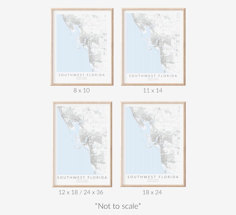 Southwest Florida Map Print, Map of Southwest Florida, Southwest ...