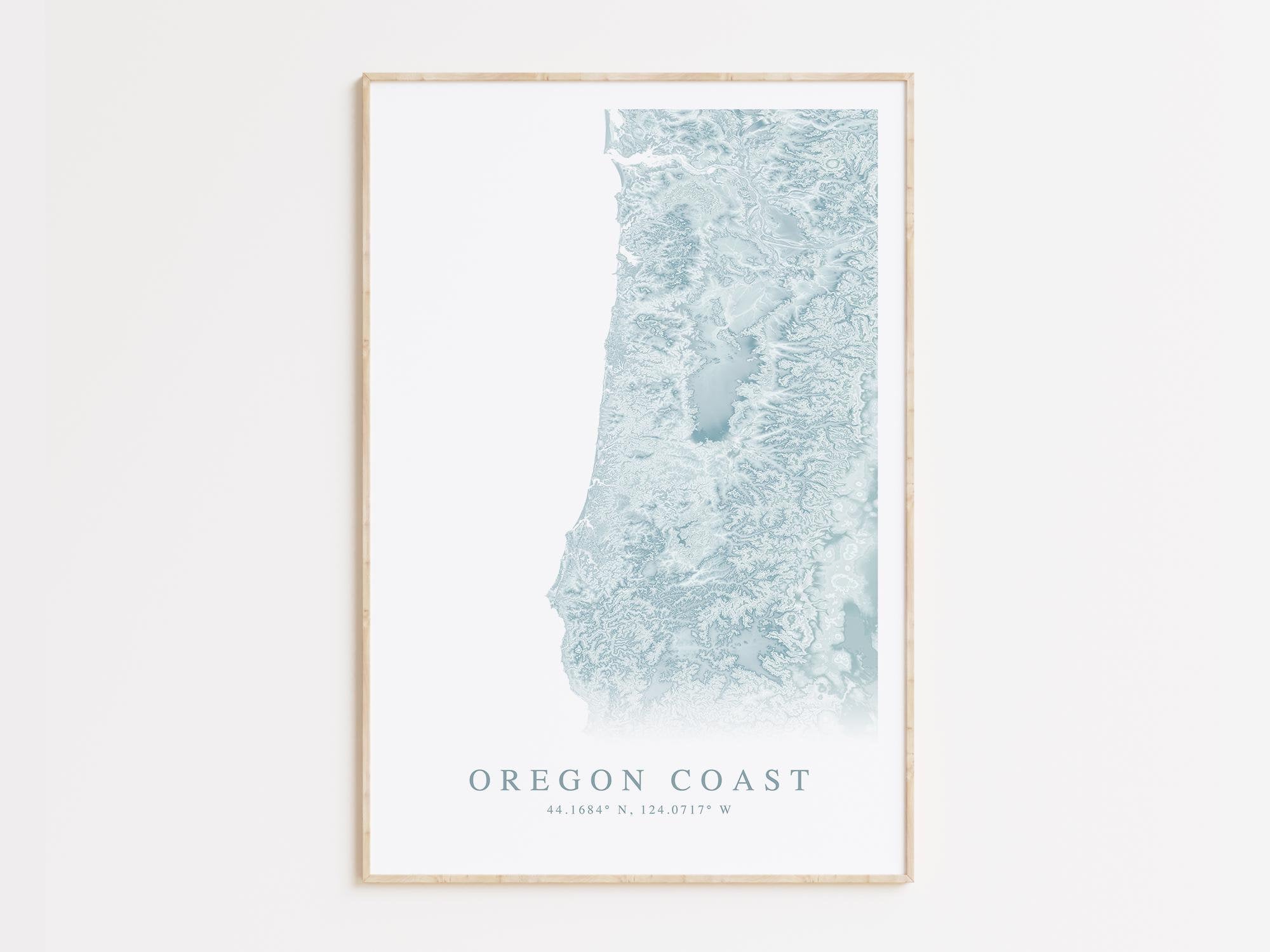 Oregon Coast Map Print, Map of Oregon, Oregon Beach Home Gift, Oregon ...