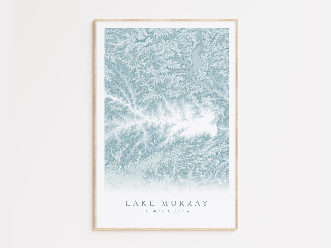 Lake Murray Map Print, Map of Lake Murray South Carolina, Lake Murray ...