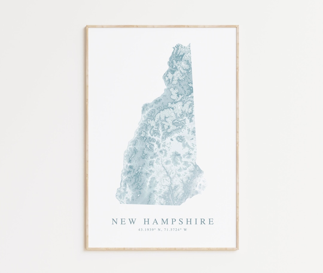 New Hampshire State Map Print, New Hampshire Poster, Map of New ...
