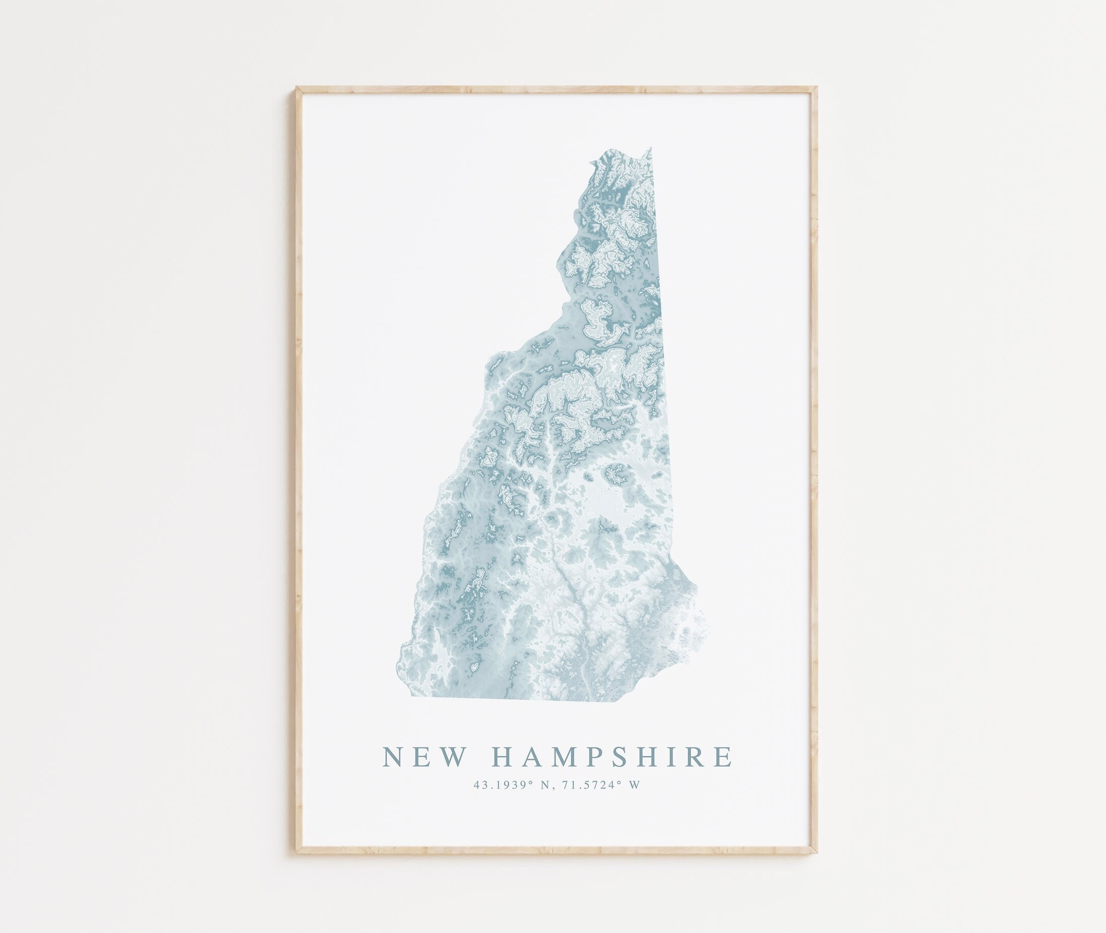 New Hampshire State Map Print, New Hampshire Poster, Map of New ...