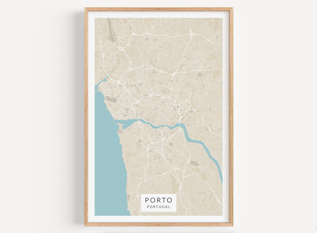 Porto Map Print, Map of Porto, Portugal Wall Art, Porto Map Poster ...