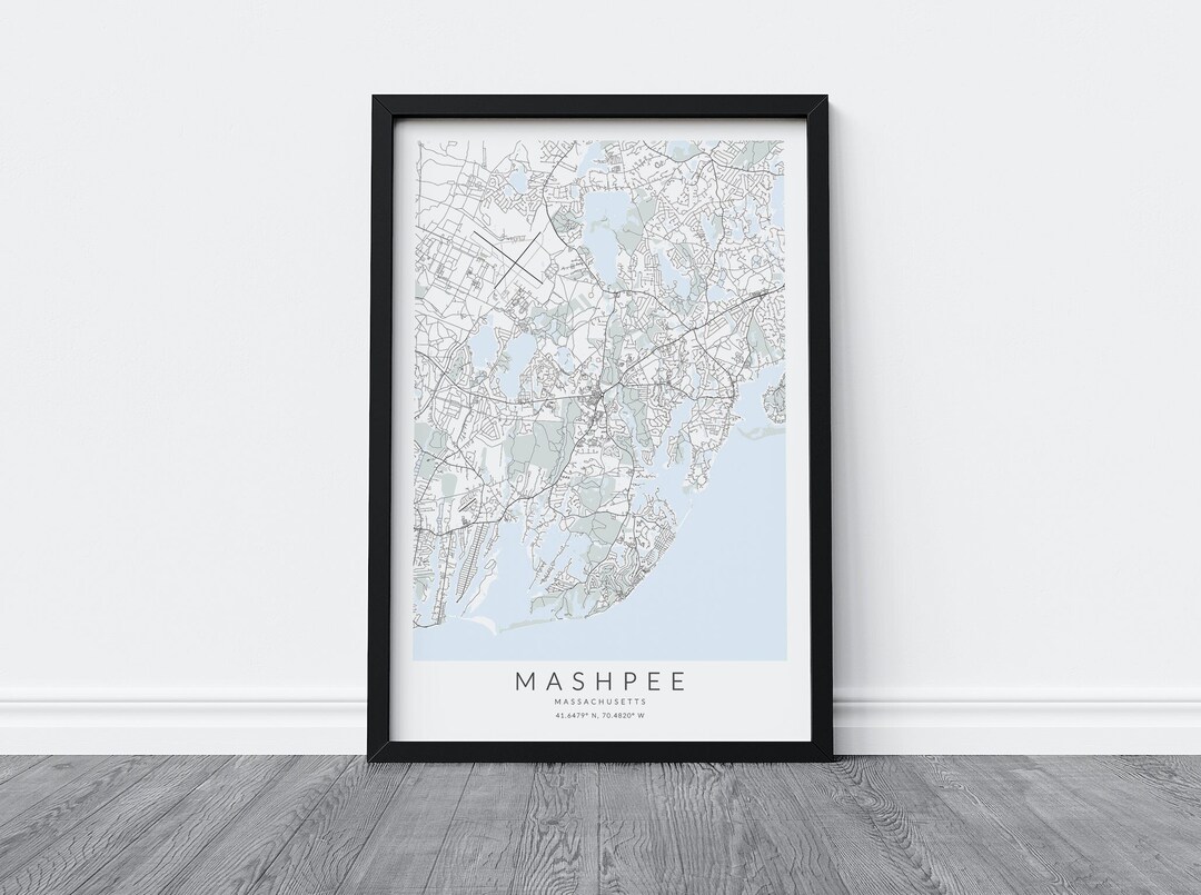 Mashpee Massachusetts Map Print, Cape Cod Poster, Map of Mashpee, Cape ...