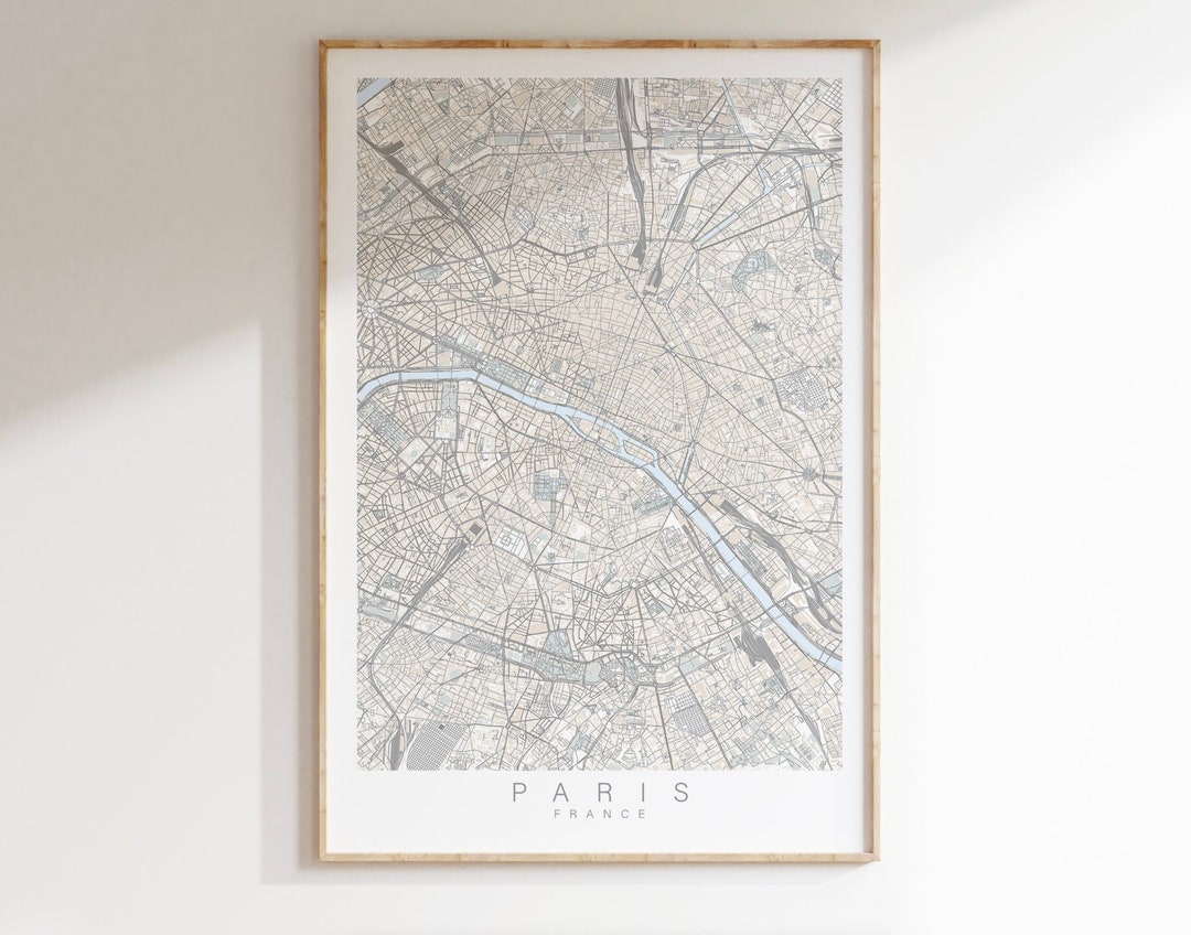 Paris Map Print Paris City Poster Map of Paris France Map Poster Paris ...