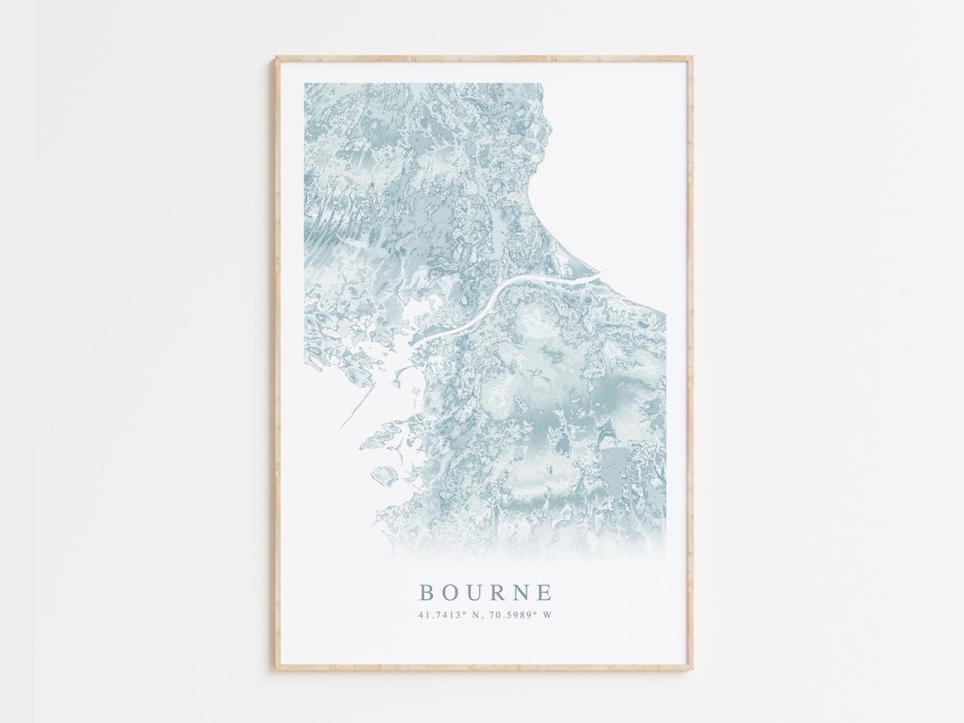 Bourne Map Print, Cape Cod Map Poster, Bourne Gift, Massachusetts Map ...