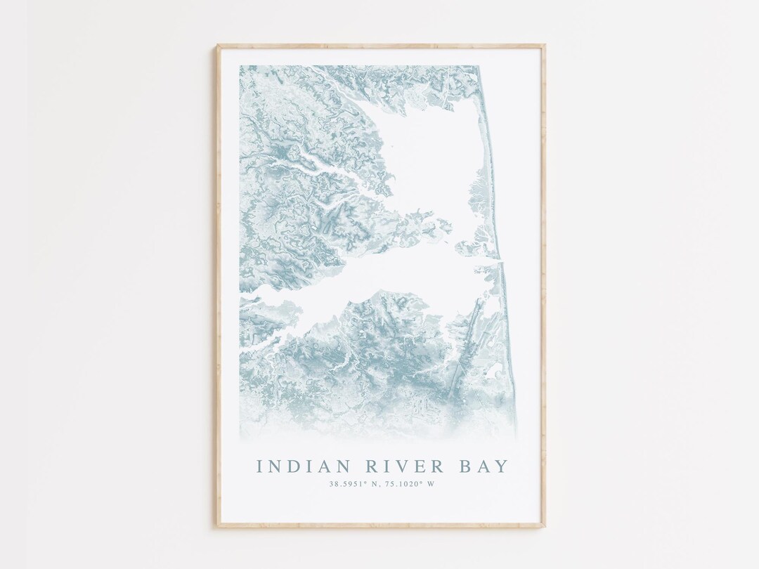 Indian River Bay Map Print, Map of Indian River Bay, Rehoboth Bay Gift ...