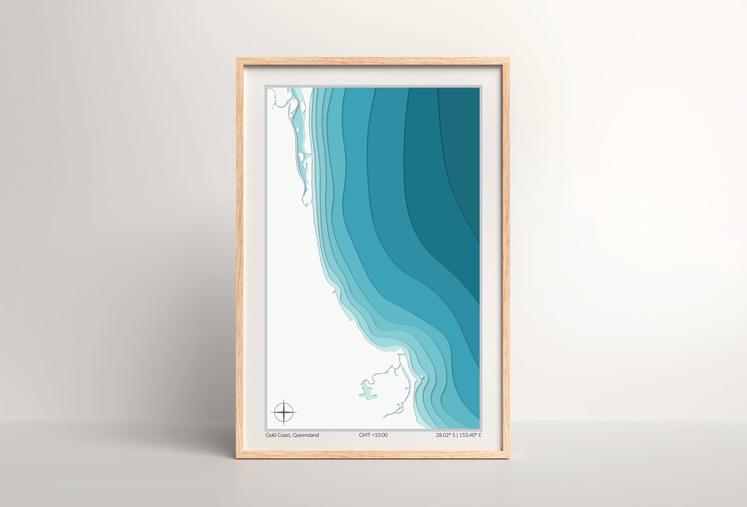 Gold Coast Australia Map Minimalist Gold Coast Bathymetric Map Gold ...