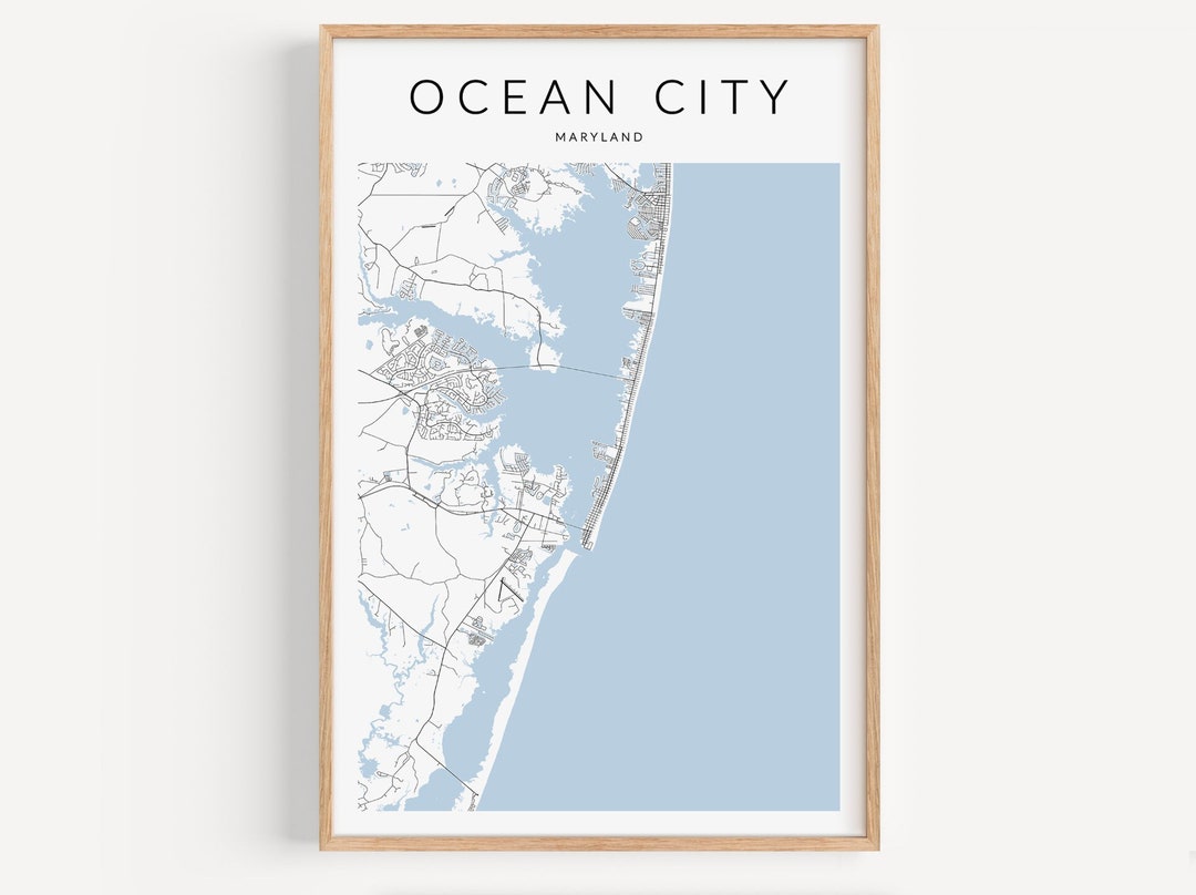 Ocean City Map Print, Ocean City Poster, Ocean City Gift, Ocean City ...