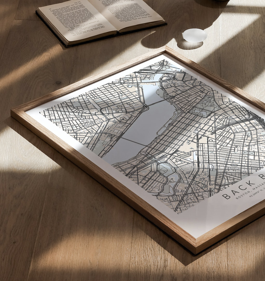 Back Bay Map Print, Back Bay Art, Boston Map Poster, Boston Poster, Back Bay Boston Map ...