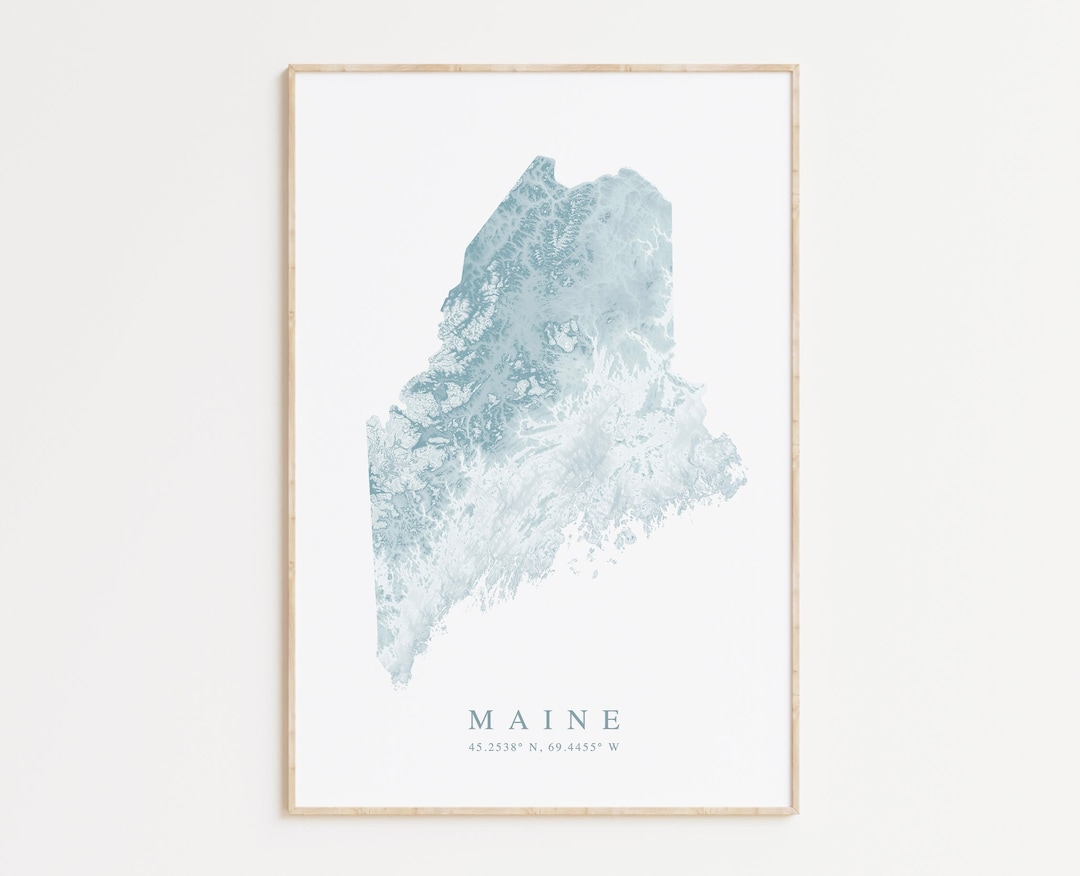 Maine State Map Print, Maine Poster, Map of Maine, Maine Gift, Portland ...