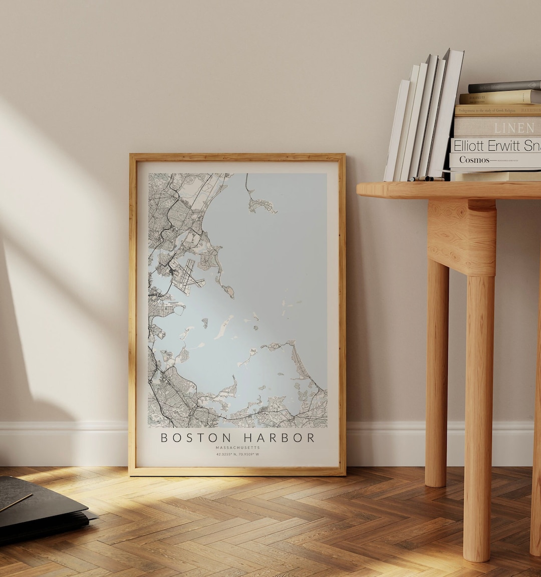 Boston Harbor Map Print Boston Map Print Massachusetts - Etsy