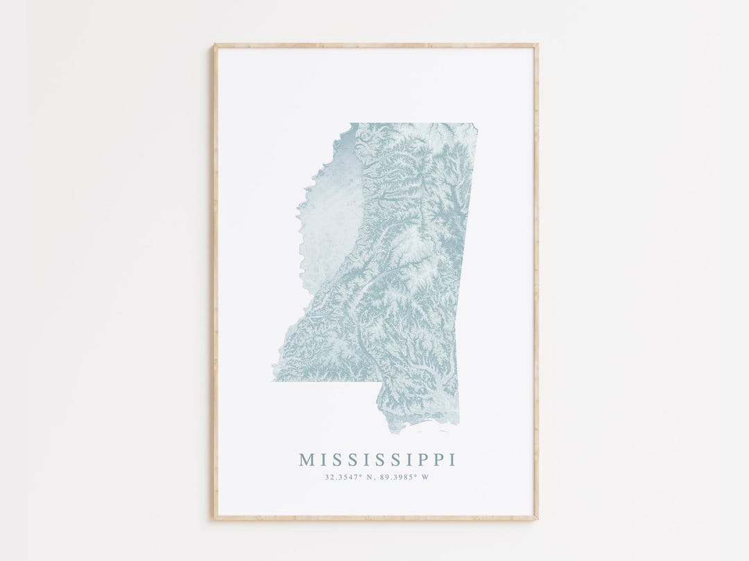 Mississippi State Map Print, Mississippi Poster, Map of Mississippi ...