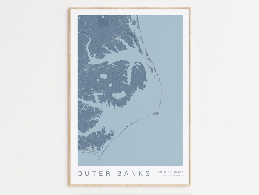 Outer Banks Map Poster, Outer Banks Print, North Carolina Map, Outer ...