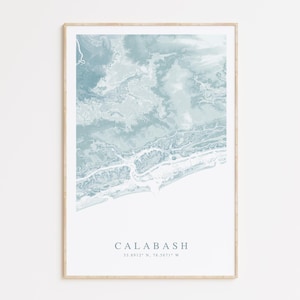 Calabash North Carolina Map Print, Map of Calabash, Calabash Gift ...