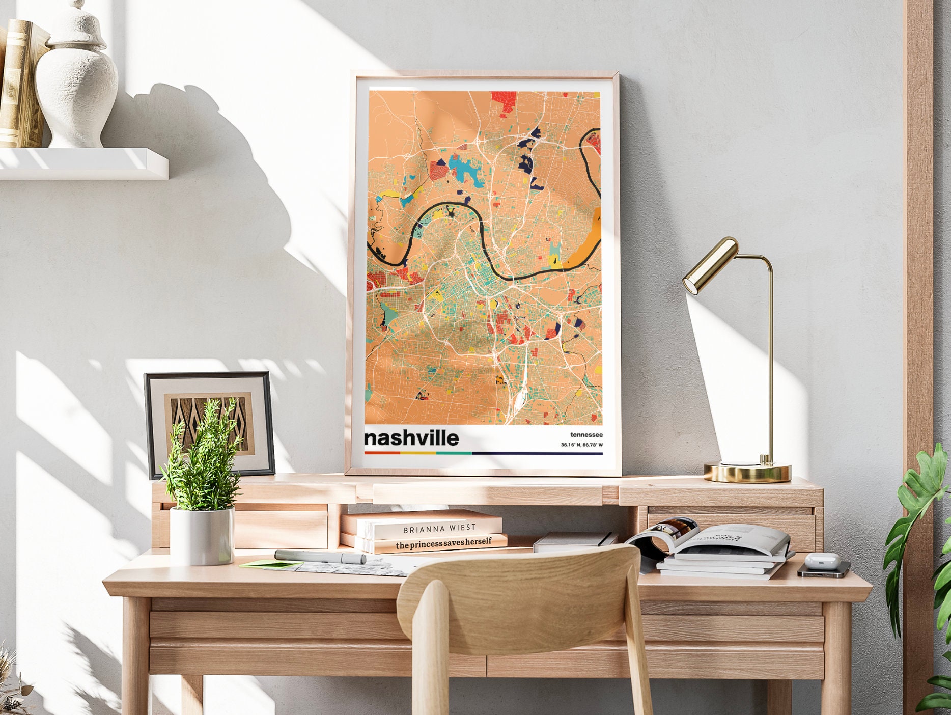 Nashville Tennessee Map Print, Retro Map Print Tennessee, Nashville ...