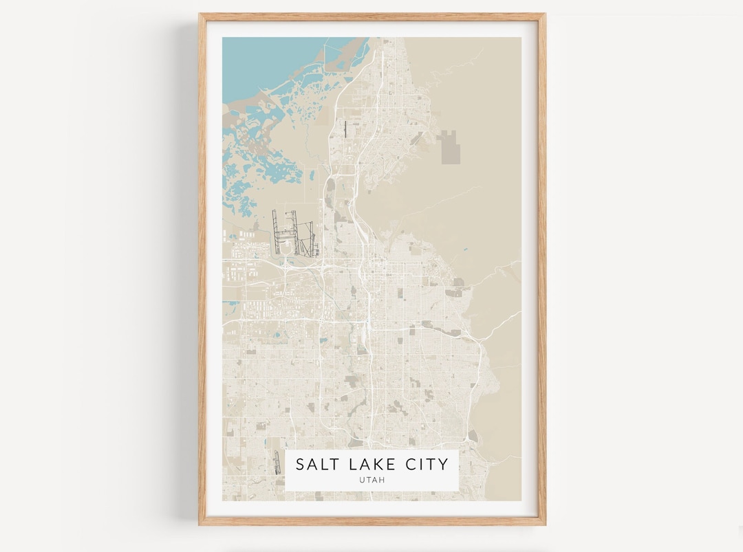 Salt Lake City Map Print, Map of Salt Lake City, Utah Wall Art, Utah ...