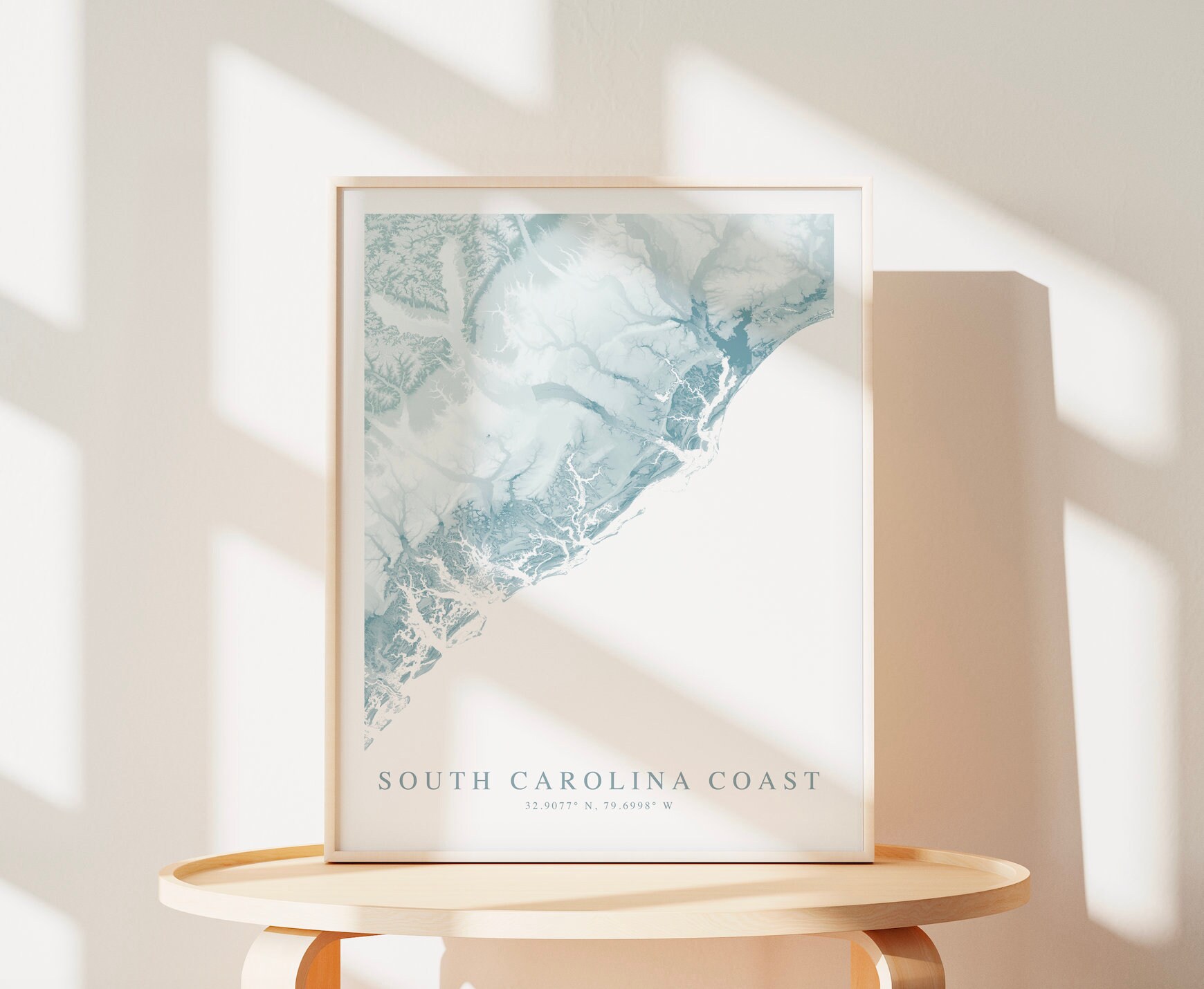South Carolina Coast Map Print, Charleston Map Art, Hilton Head Island ...