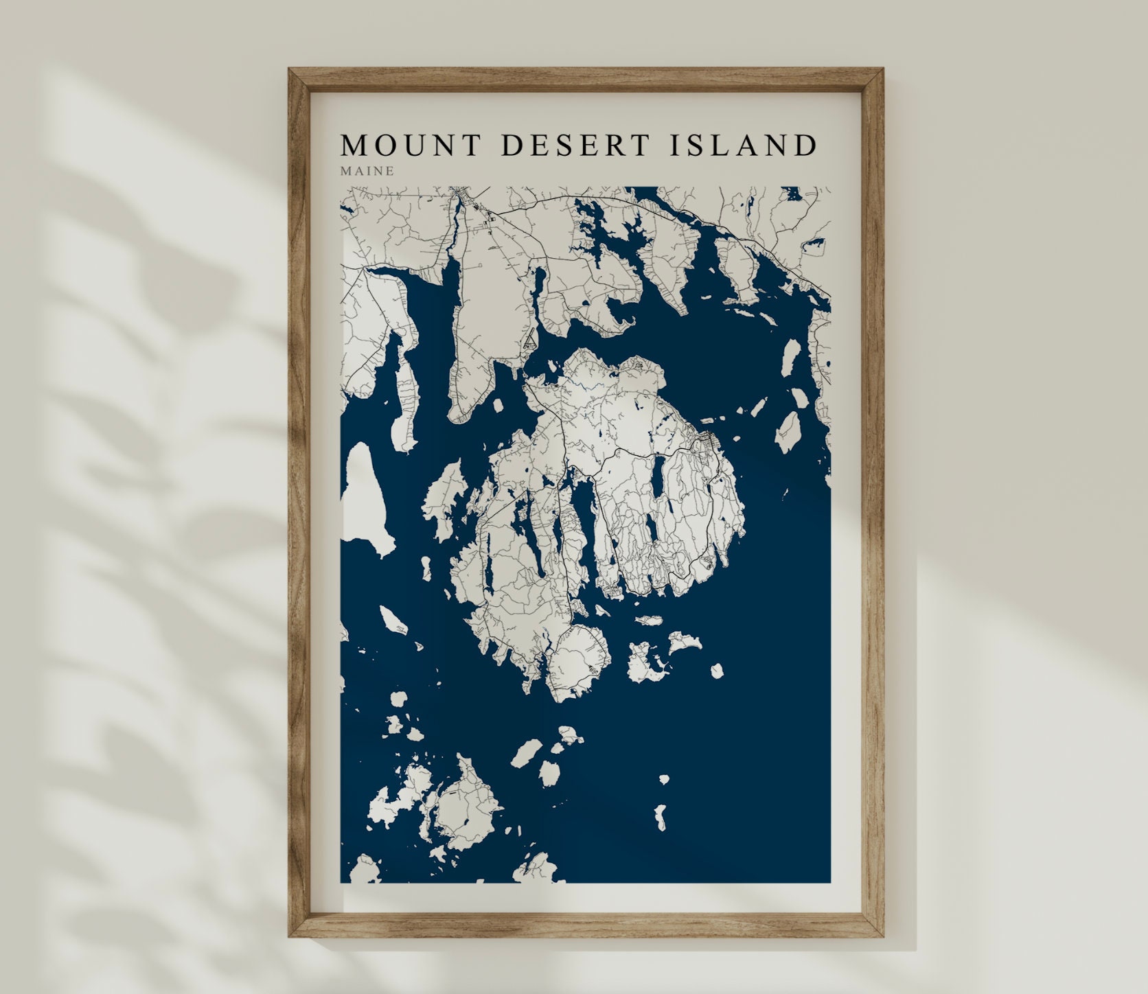Mount Desert Island Map Poster, Bar Harbor Map Print, Maine Travel ...