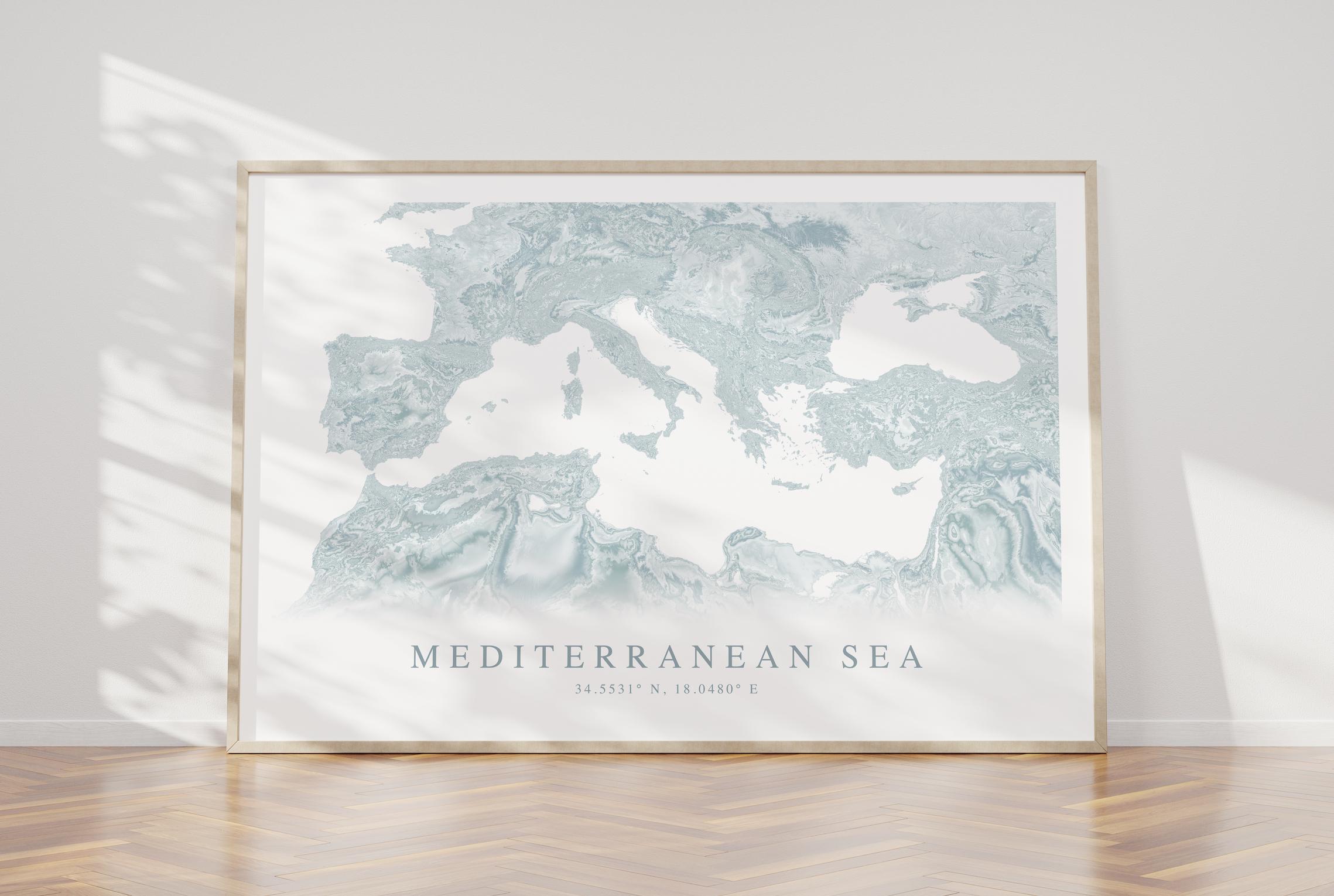 Mediterranean Map Print, Mediterranean Sea Poster, Italy Map Print ...