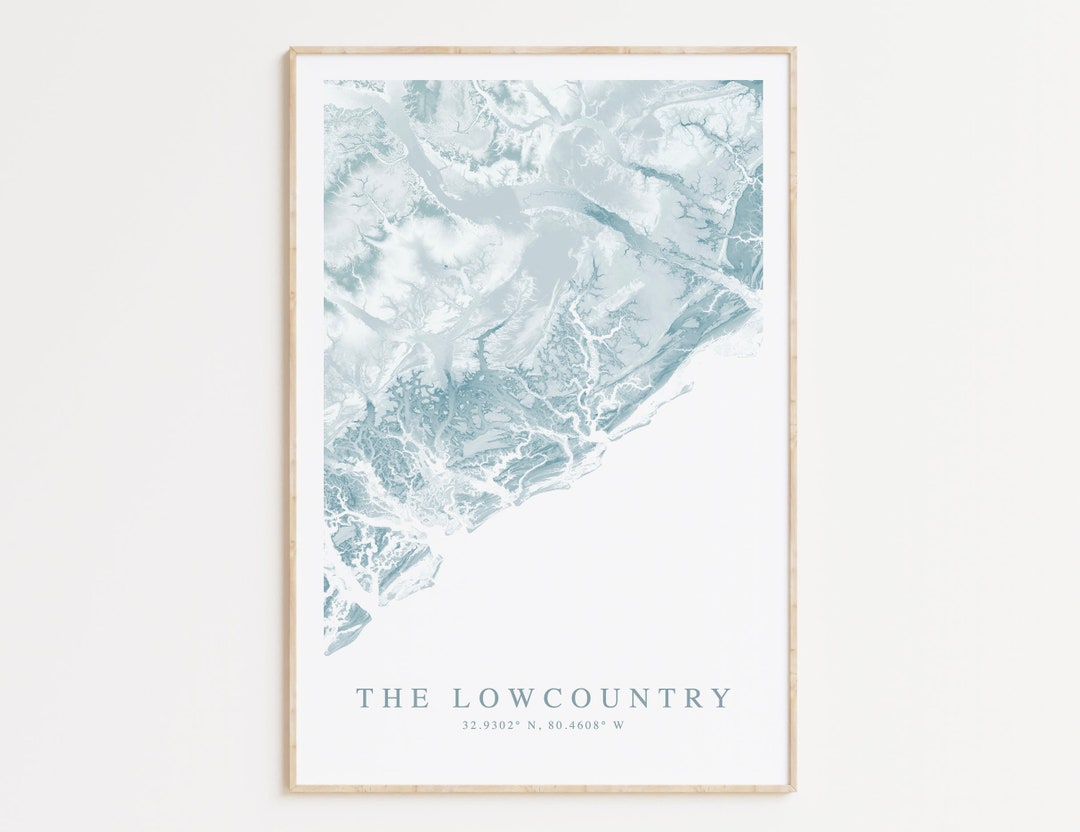 The Lowcountry South Carolina Map Print, Charleston Map Art, Hilton ...