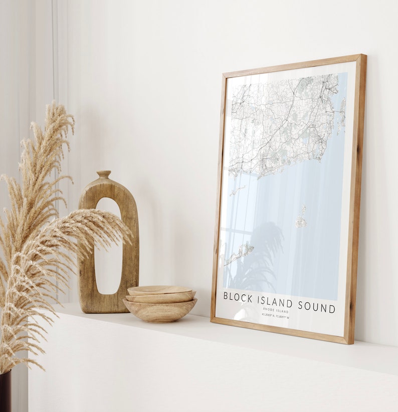 Block Island Sound Map Print, Rhode Island Poster, Block Island Map ...