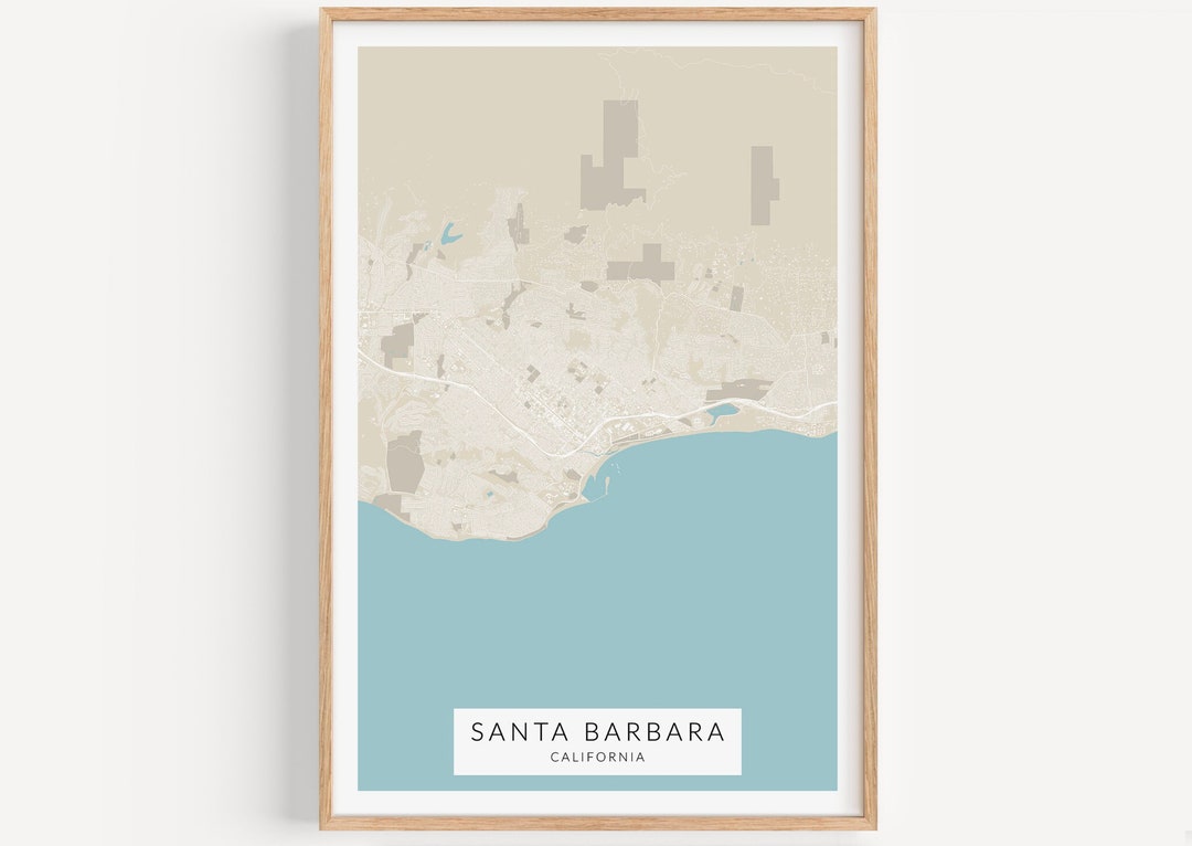 Santa Barbara Map Print, Map of Santa Barbara, California Wall Art ...