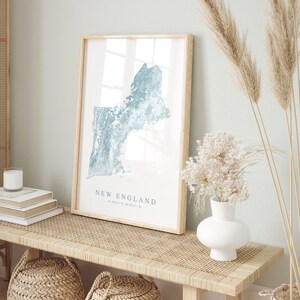 New England Map Print, Map of New England, New England Gift, New ...