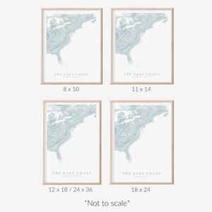 East Coast Map Print, United States Poster, Coastal Print, Blue Wall ...