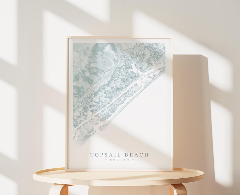 Topsail Beach North Carolina Map Print, Map of Topsail Beach NC ...