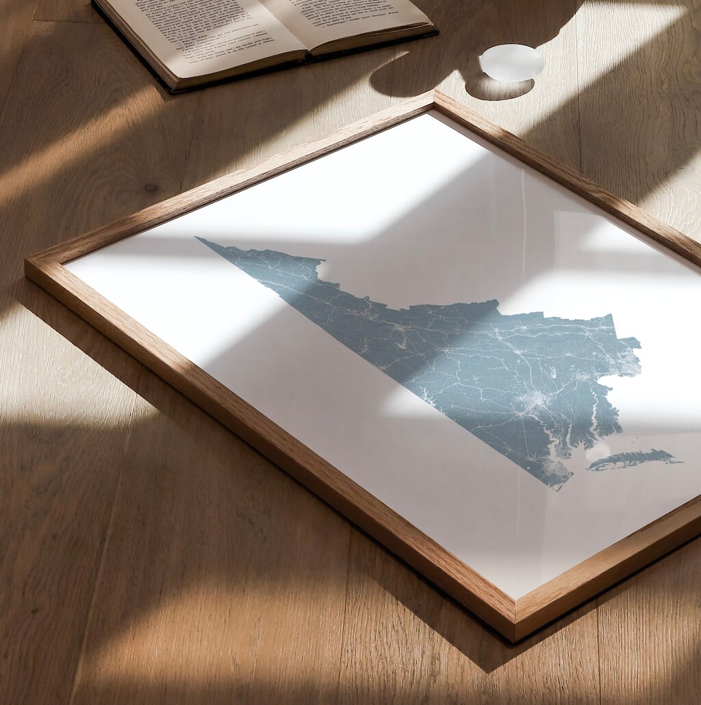 Virginia Map Print, Virginia Poster, Virginia Gift, Virginia Wall Art ...