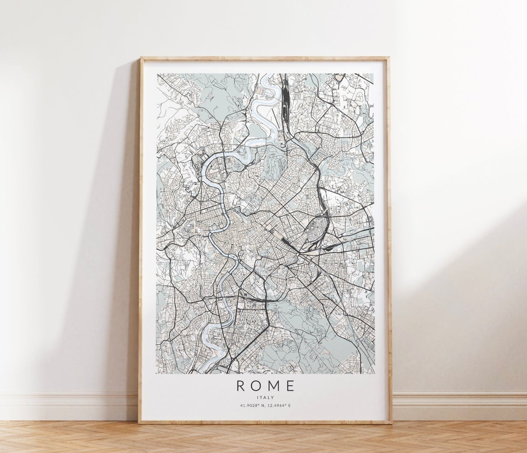 Rome Map Print, Map of Rome Poster, Rome Italy Street Map, Rome Map ...