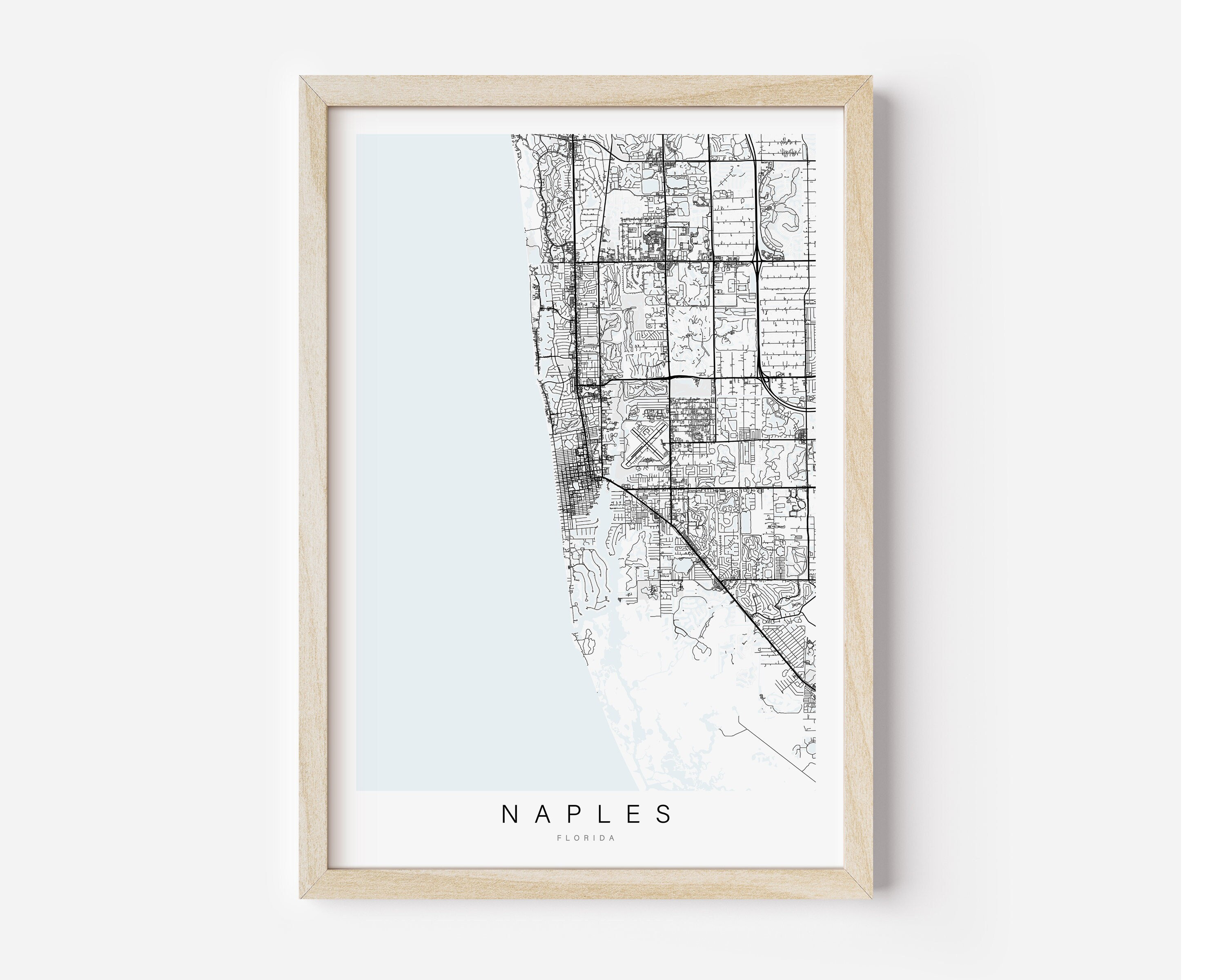 Naples Florida Map Print, Naples Wall Art, Naples Poster, Naples ...