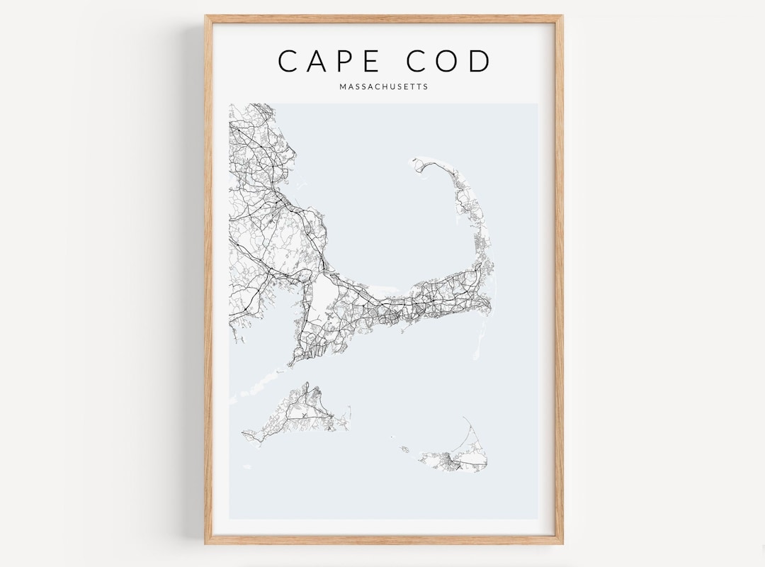 Cape Cod Map Print, Massachusetts Map Print, Cape Cod Massachusetts ...