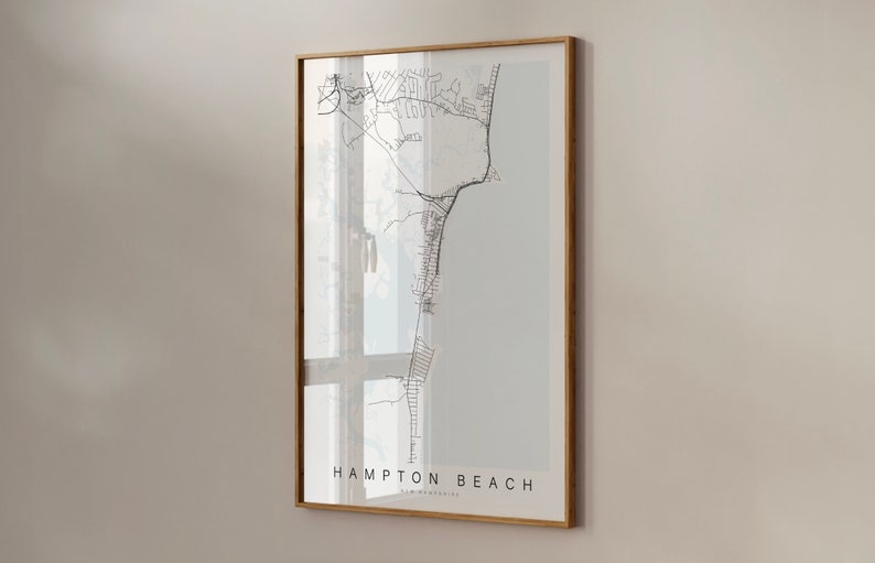 Hampton Beach Map Print Hampton Beach New Hampshire Coastal - Etsy