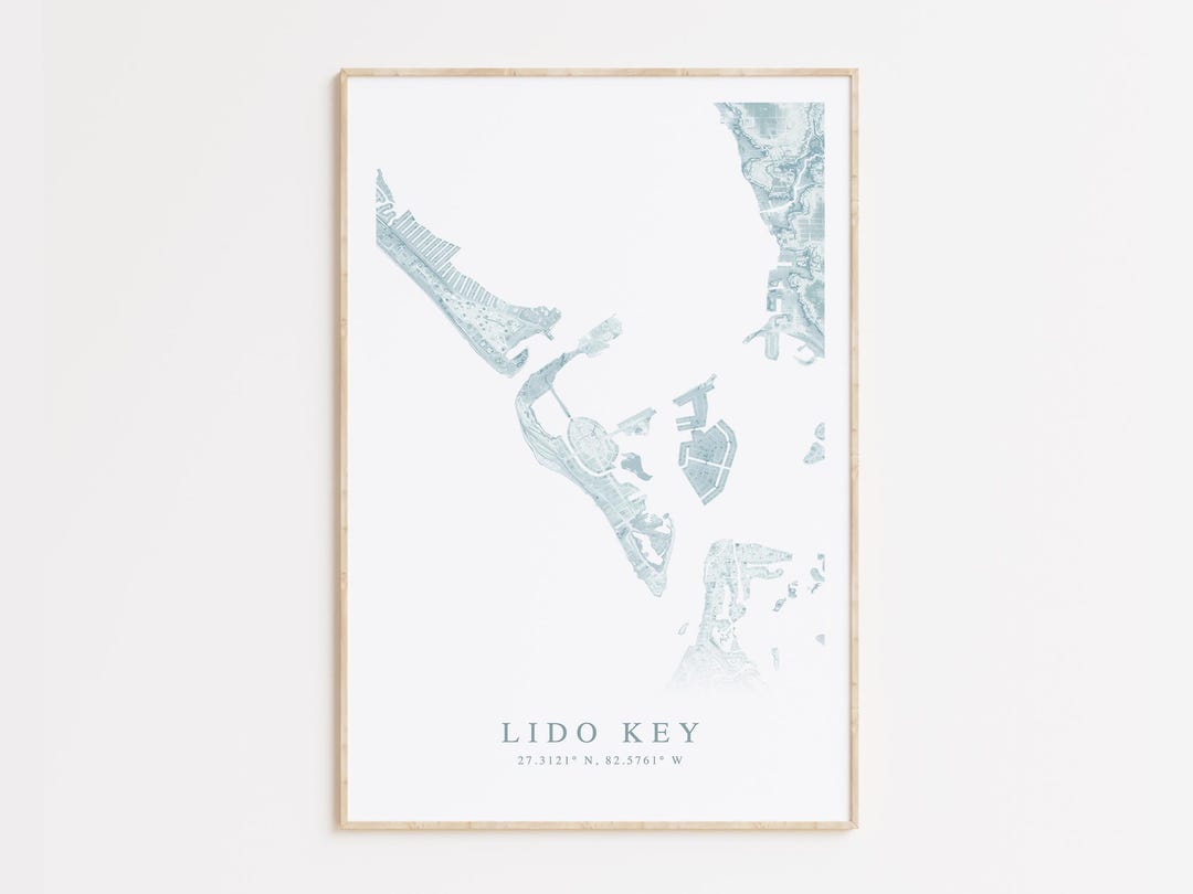 Lido Key Florida Map Print, Map of Lido Key Florida, Florida Beach Home ...