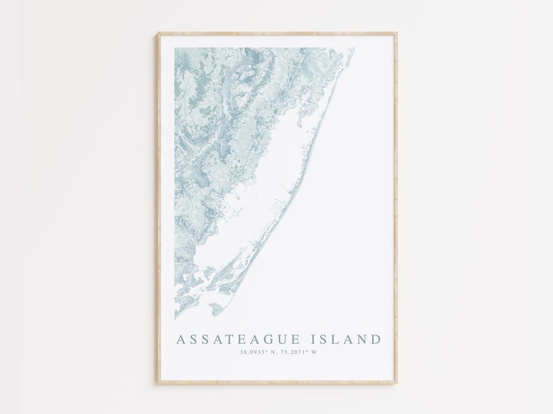 Assateague Island Map Print, Map of Assateague Island, Chincoteague ...
