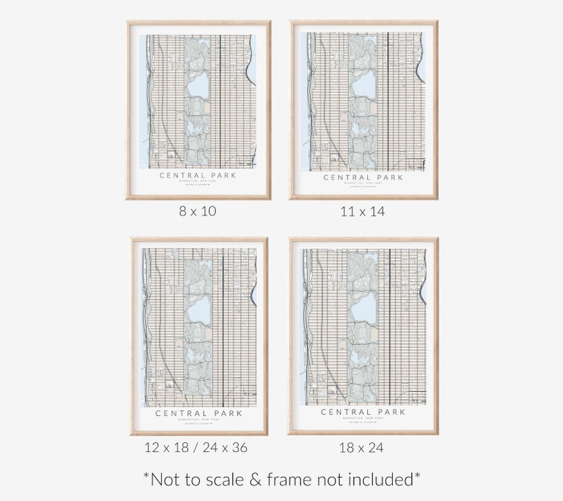 Central Park Map Print, Central Park Art, New York Map Poster ...