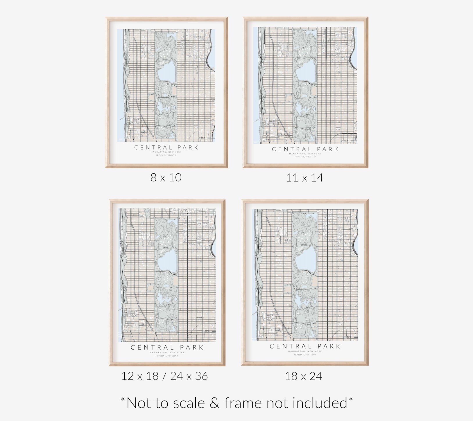 Central Park Map Print, Central Park Art, New York Map Poster ...