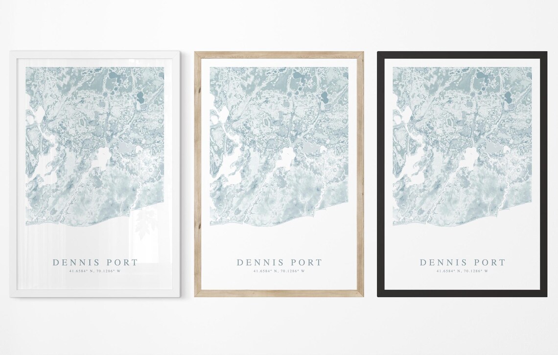 Dennis Port Map Print, Cape Cod Map Poster, Dennis Port Gift ...
