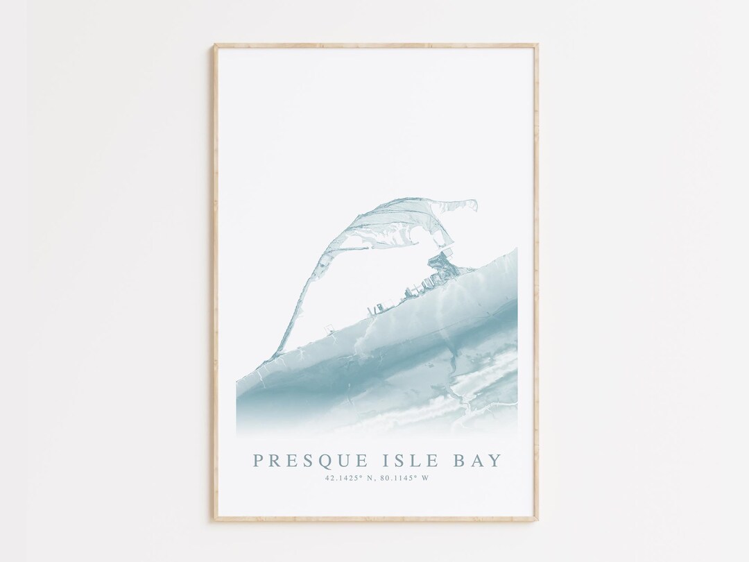 Presque Isle Bay Map Print, Lake Erie Poster, Erie Pennsylvania Map ...