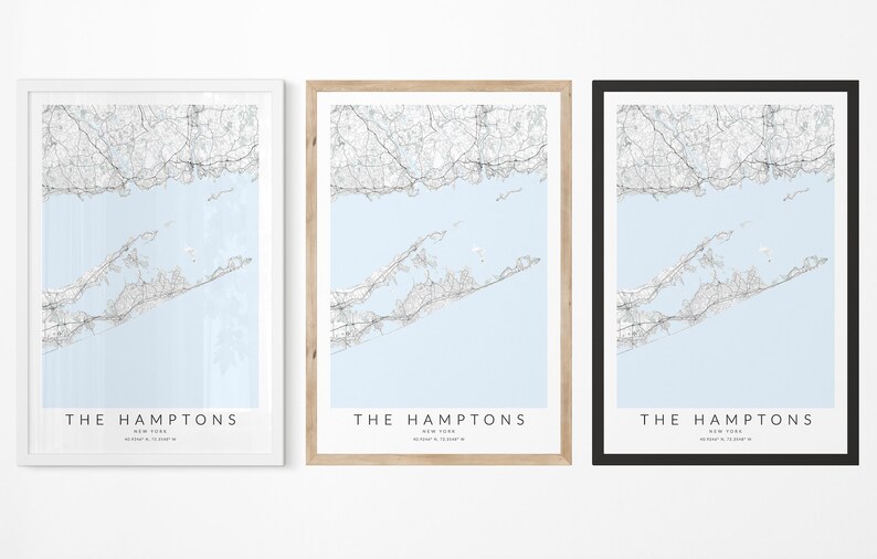 The Hamptons Map Print, Map of the Hamptons, Montauk Poster, the ...