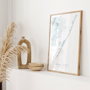 Surf City New Jersey Map Print, Surf City Poster, Long Beach Gift, New ...