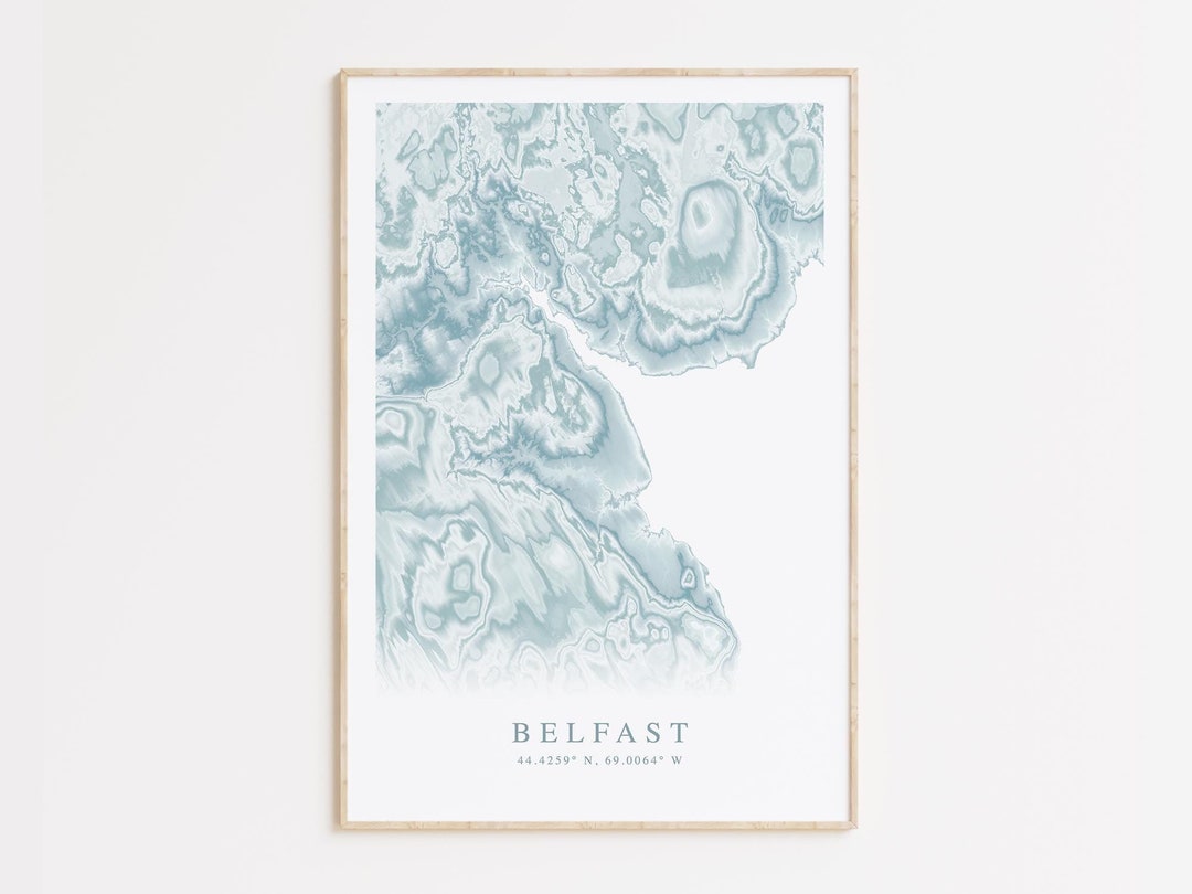 Belfast Maine Map Print, Map of Belfast Maine, Maine Beach Home Gift ...