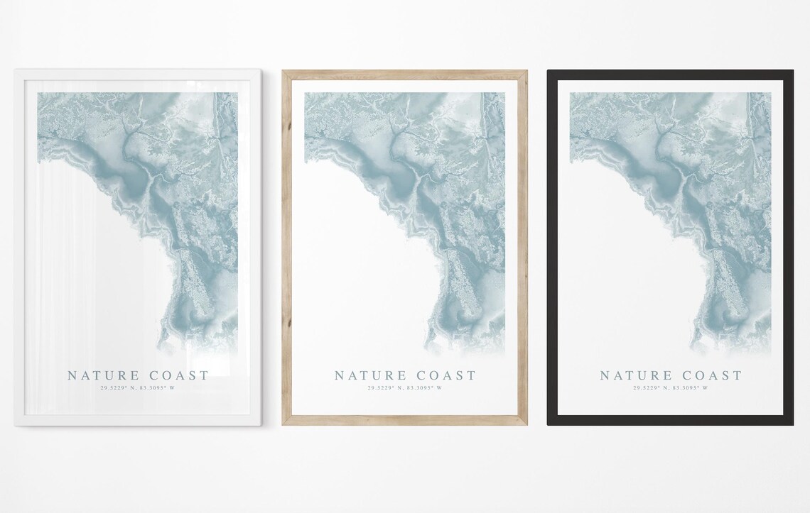 Nature Coast Map Print, Map of Nature Coast Florida, Florida Beach Home ...