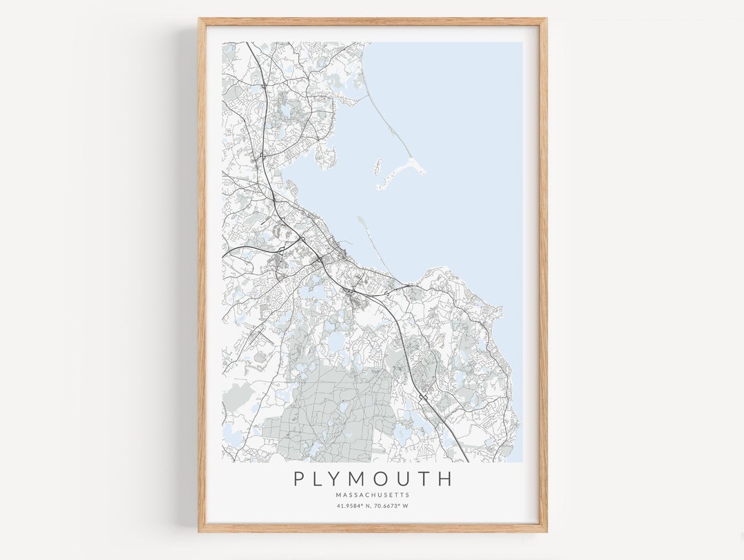 Plymouth Massachusetts Map Print, Map of Plymouth MA, Massachusetts ...