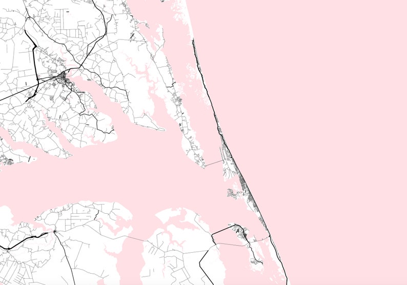 Outer Banks Poster Outer Banks Art Minimalist Map North - Etsy